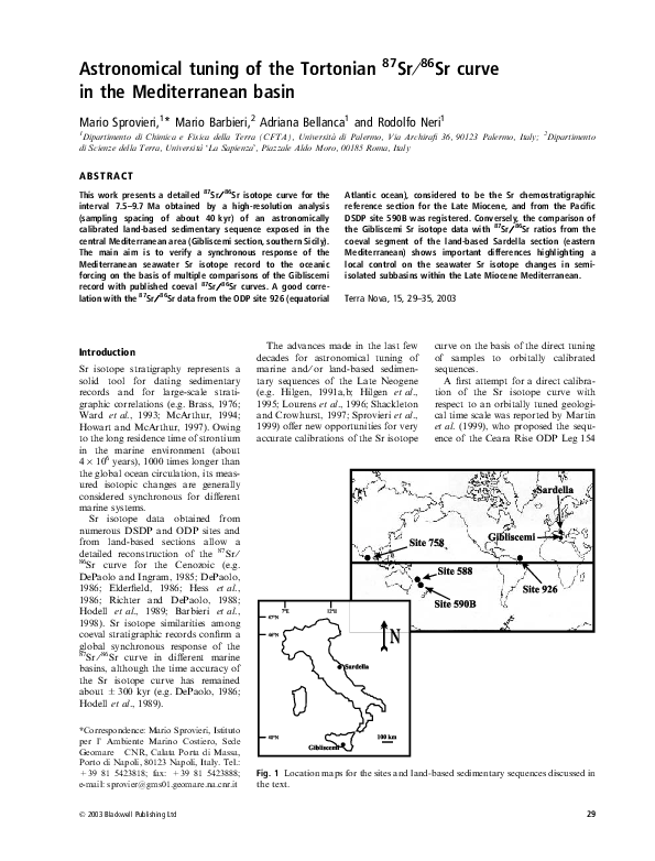 (PDF) Astronomical tuning of the Tortonian 87Sr/86Sr curve in the ...