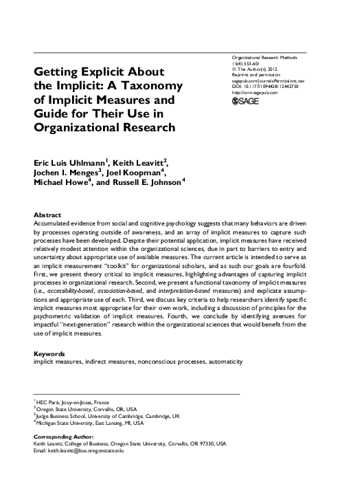 (PDF) Getting Explicit About the Implicit: A Taxonomy of Implicit ...
