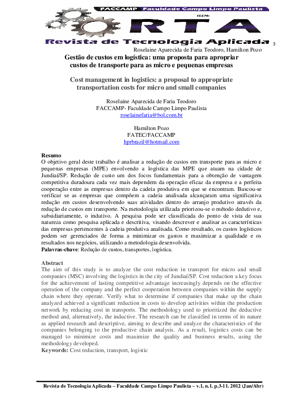 (PDF) Gestão de custos em logística: uma proposta para apropriar custos ...