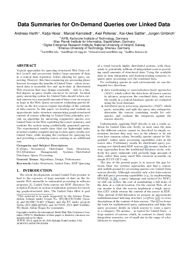 Pdf Data Summaries For On Demand Queries Over Linked Data