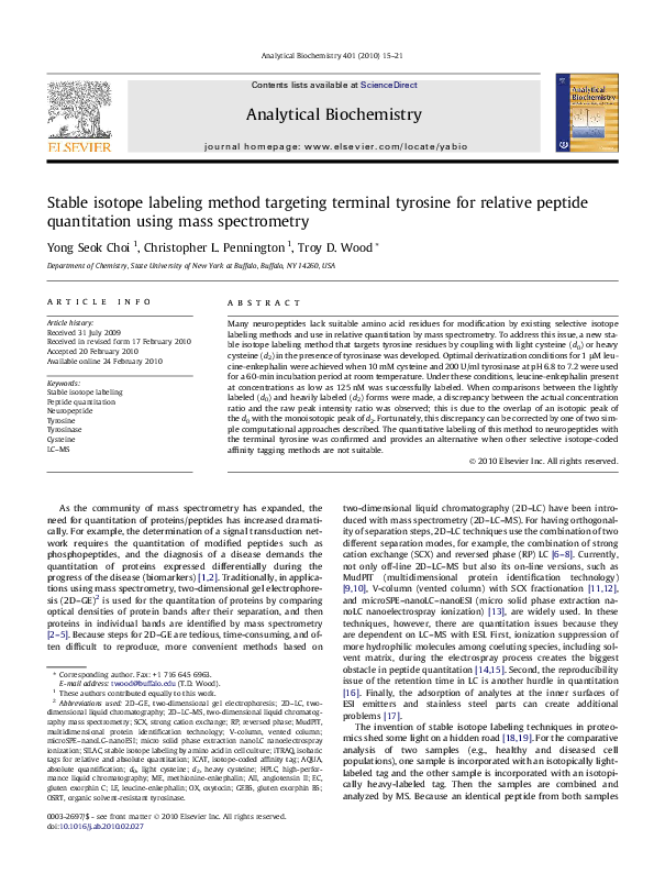 (PDF) Stable isotope labeling method targeting terminal tyrosine for ...