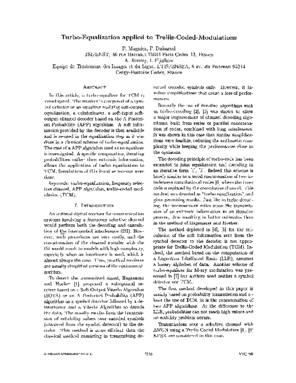 Pdf Turbo Equalization Applied To Trellis Coded Modulations
