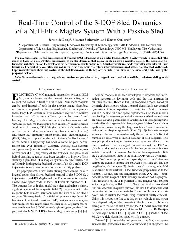 (PDF) Real-time control of the 3-DOF sled dynamics of a null-flux ...