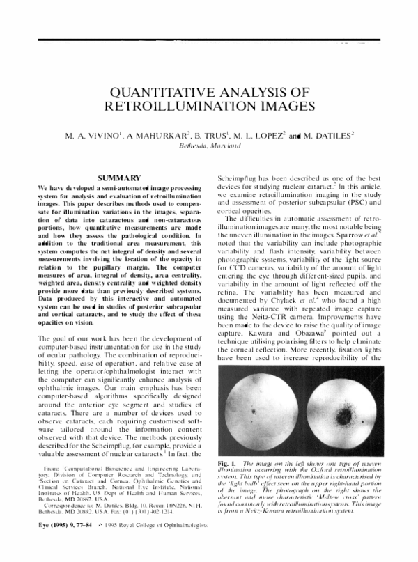 (PDF) Quantitative analysis of retroillumination images