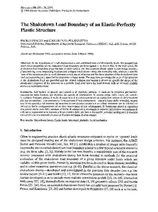 (PDF) The shakedown load boundary of an elastic-perfectly plastic structure