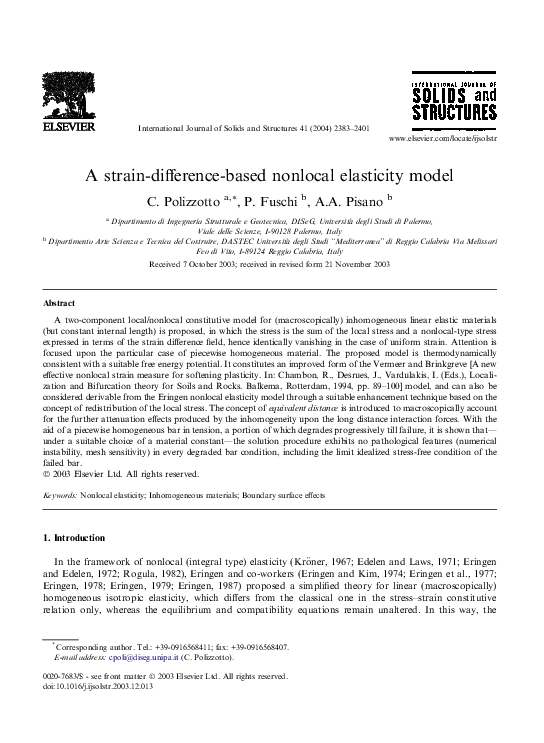 (PDF) A strain-difference-based nonlocal elasticity model | Paolo Fuschi - Academia.edu