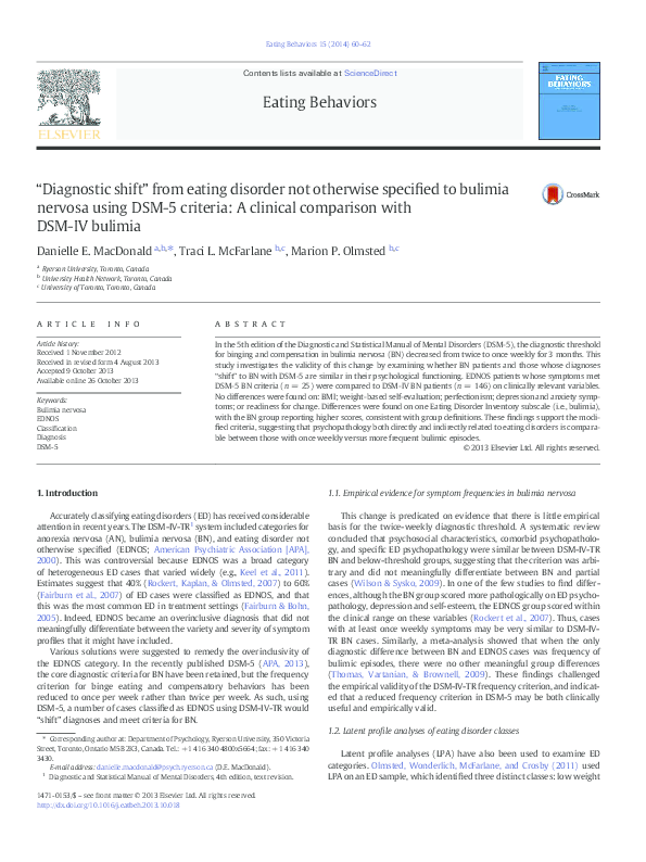 (PDF) Diagnostic shift" from eating disorder not otherwise specified to ...