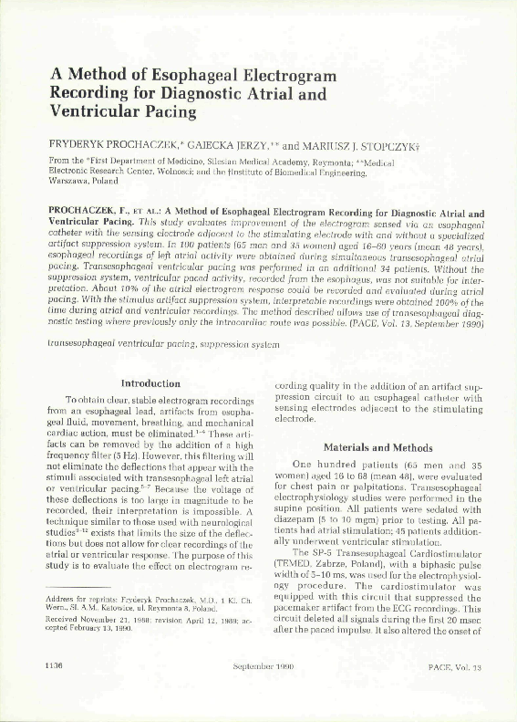 (PDF) A Method of Esophageal Electrogram Recording for Diagnostic ...