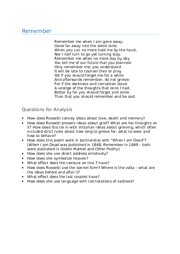 (DOC) Remember questions for analysis