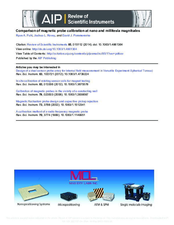 (PDF) Comparison of magnetic probe calibration at nano and millitesla ...