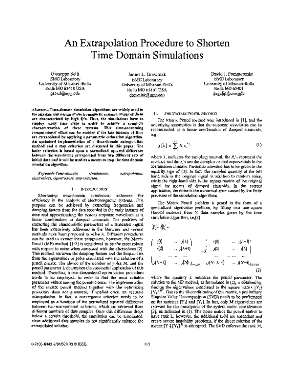 (PDF) An extrapolation procedure to shorten time domain simulations