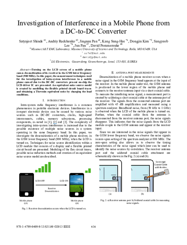 (PDF) Investigation of interference in a mobile phone from a DC-to-DC ...