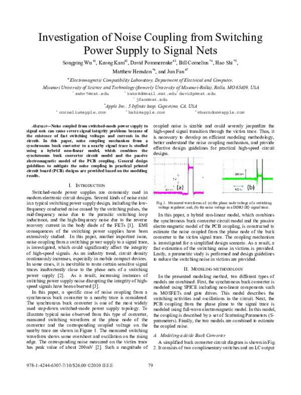 (PDF) Investigation of noise coupling from switching power supply to ...