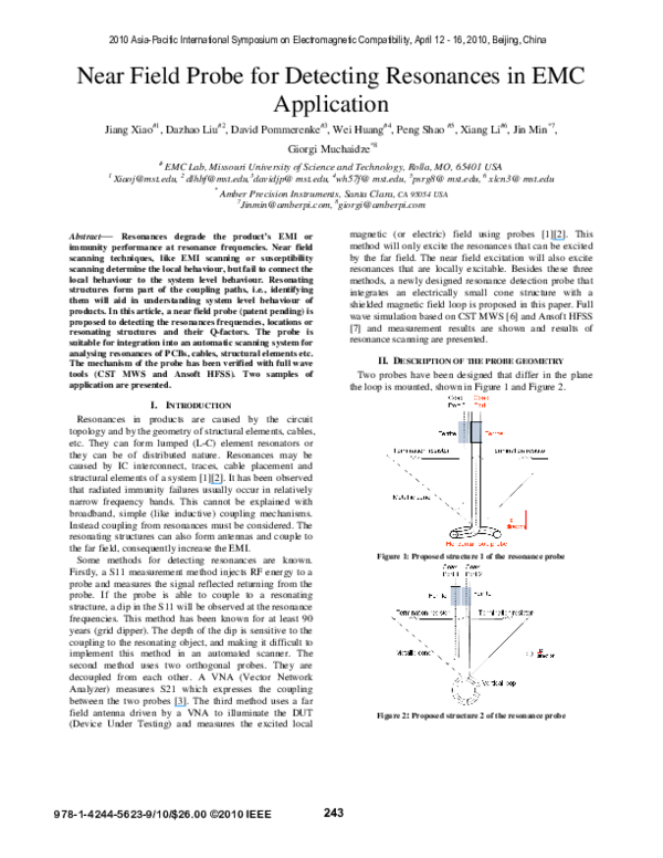 (PDF) Near field probe for detecting resonances in EMC application