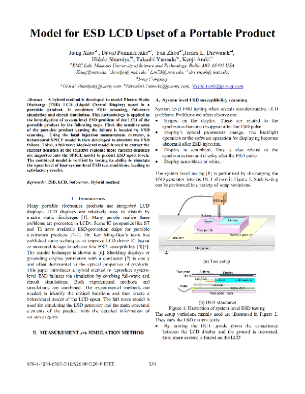 (PDF) Model for ESD LCD upset of a portable product