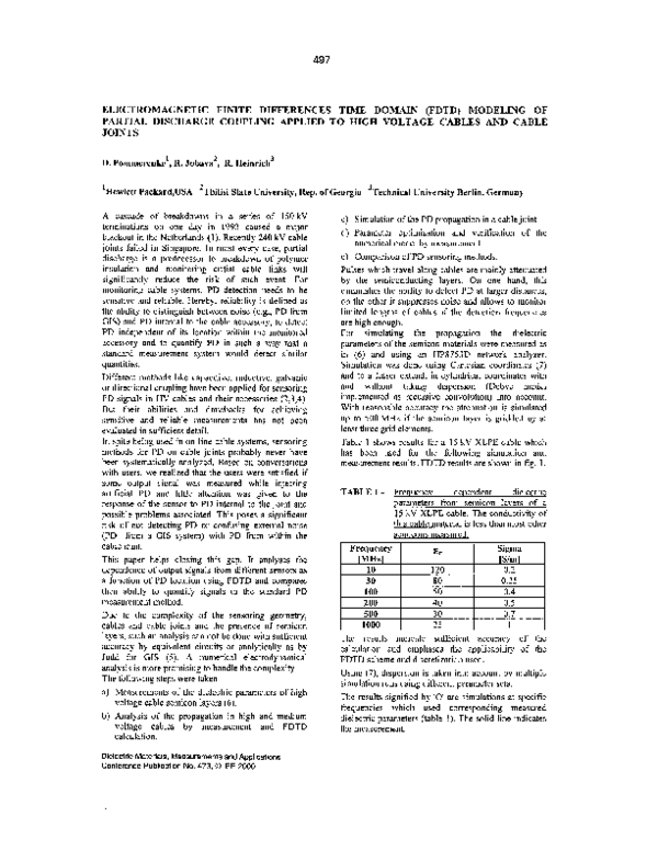 Pdf The Propagation Of Partial Discharge Pulses In A High Voltage