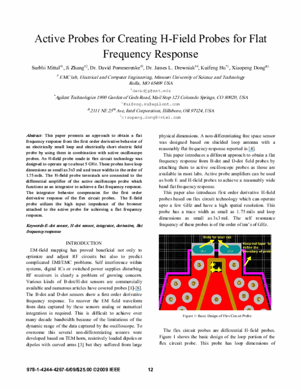 (PDF) Active probes for creating H-field probes for flat frequency response