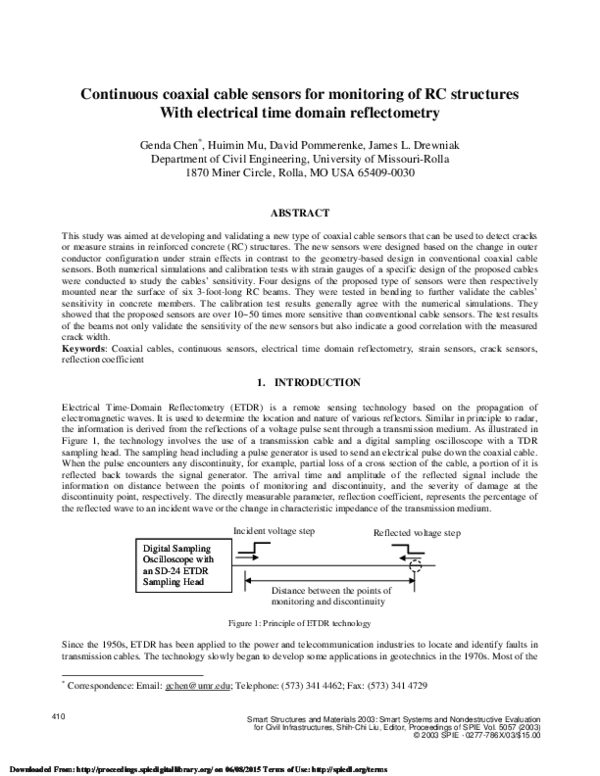 (PDF) Continuous coaxial cable sensors for monitoring of RC structures ...