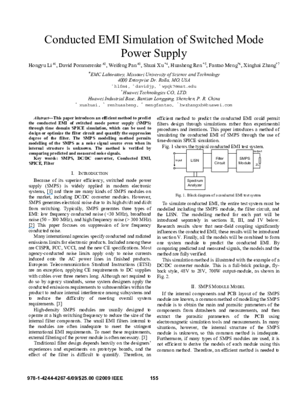 (PDF) Conducted EMI simulation of switched mode power supply