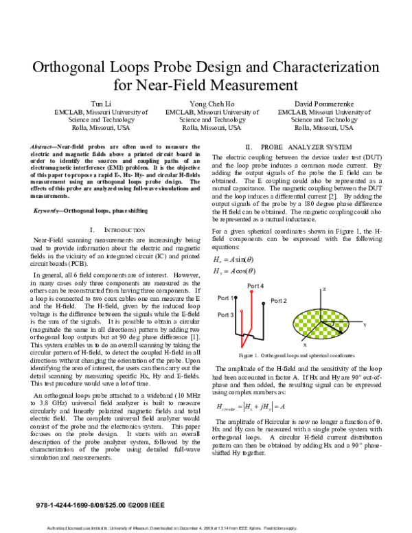 (PDF) Orthogonal loops probe design and characterization for near-field ...