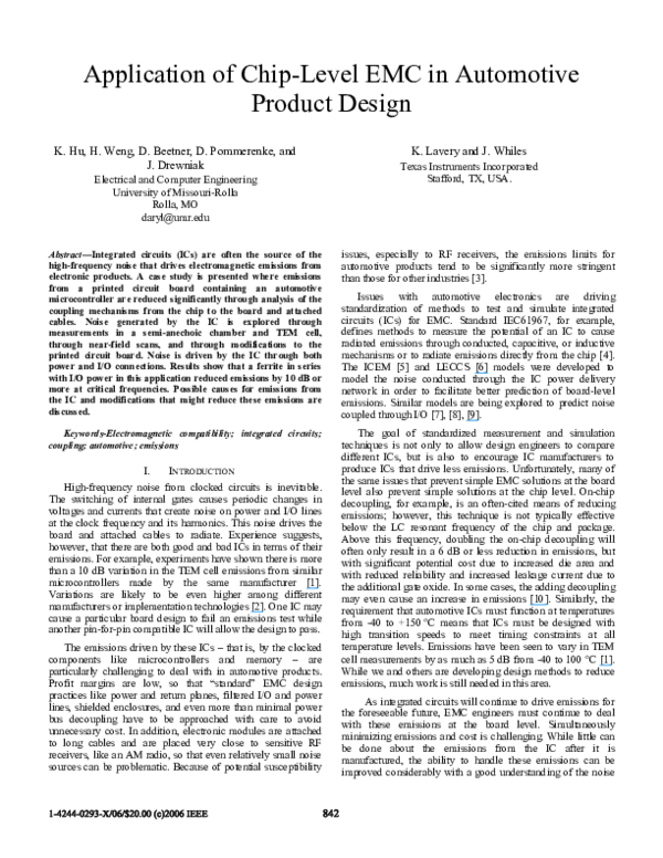 (PDF) Application of chip-level EMC in automotive product design