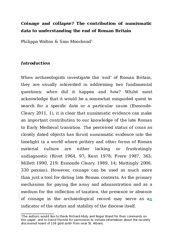 (DOC) Walton, P. and Moorhead, T.S.N. (2016) Coinage and collapse? The ...
