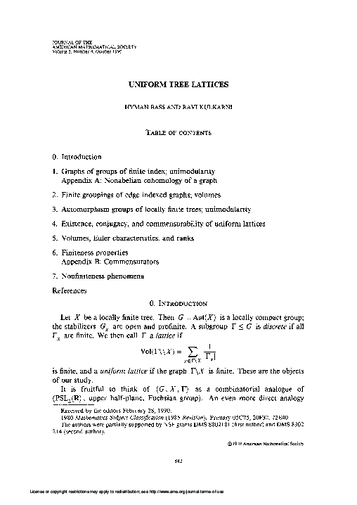 (PDF) Uniform tree lattices
