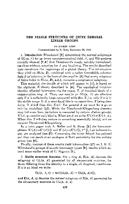 (PDF) The stable structure of quite general linear groups