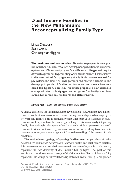 (PDF) Dual-Income Families in the New Millennium: Reconceptualizing ...