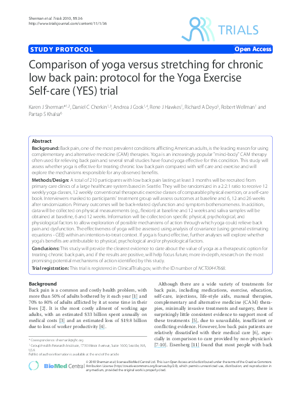 (PDF) Comparison of yoga versus stretching for chronic low back pain ...