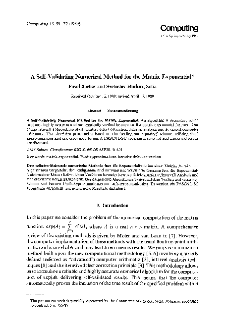 (PDF) A self-validating numerical method for the matrix exponential