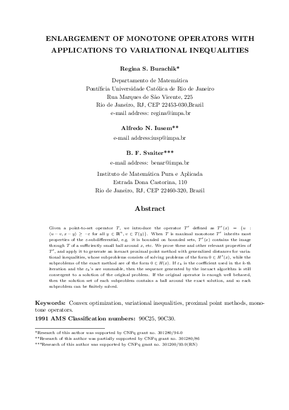Pdf Enlargement Of Monotone Operators With Applications To