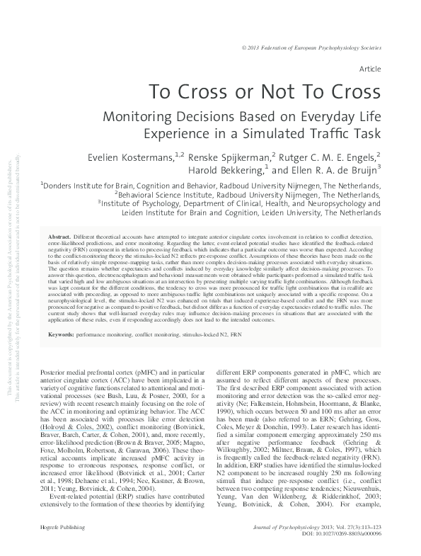(PDF) To cross or not to cross: Monitoring decisions based on everyday ...