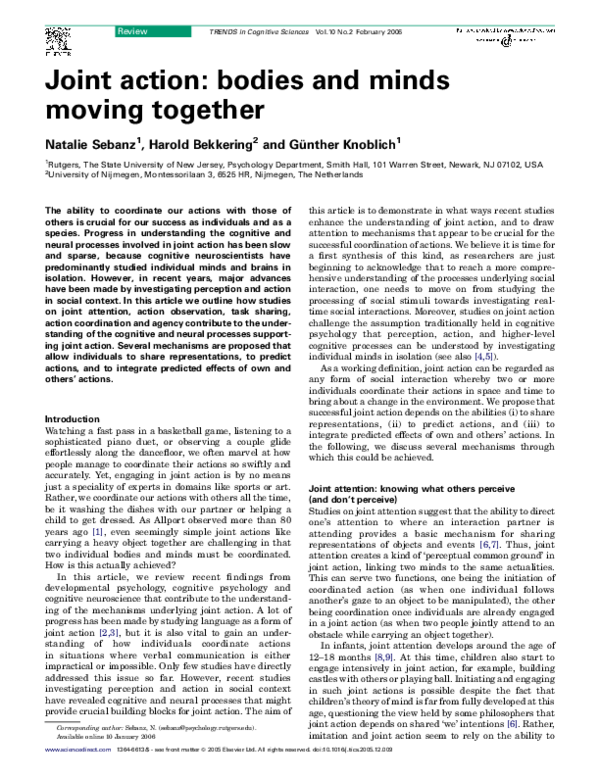 (PDF) Joint action: bodies and minds moving together