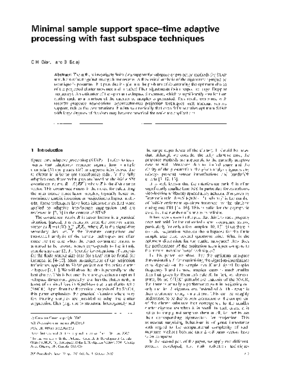 (PDF) Minimal sample support space–time adaptive processing with fast subspace techniques