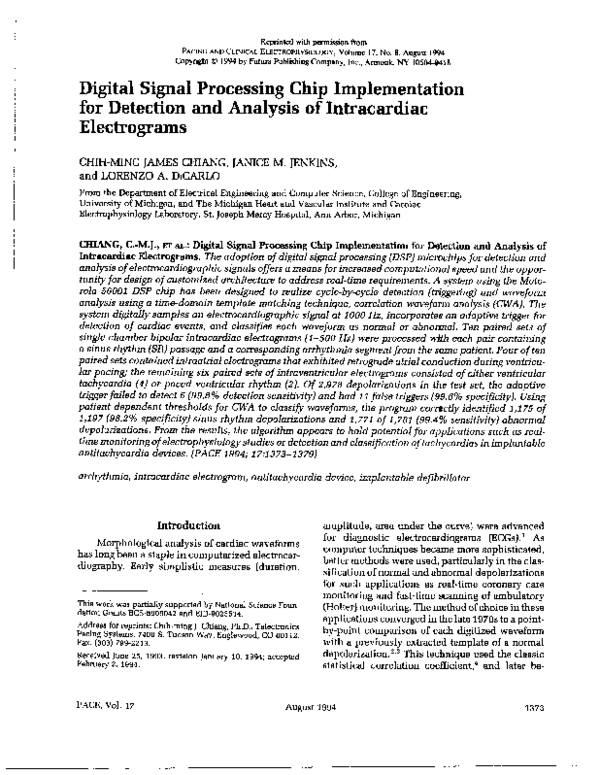 (PDF) Digital Signal Processing Chip Implementation for Detection and ...