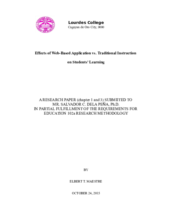 (DOC) Effects of Web-Based Application vs. Traditional Instruction on ...