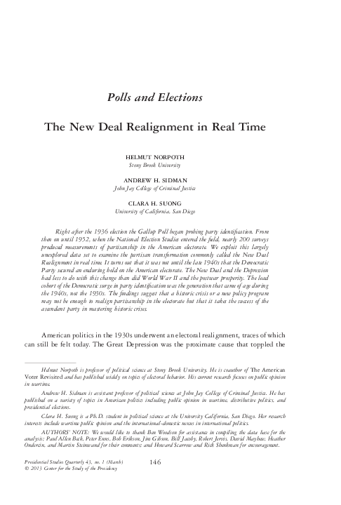 (PDF) Polls and Elections : The New Deal Realignment in Real Time