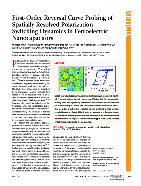 (PDF) First-Order Reversal Curve Probing of Spatially Resolved Polarization Switching Dynamics ...