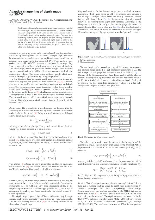 (PDF) Adaptive sharpening of depth maps for 3D-TV