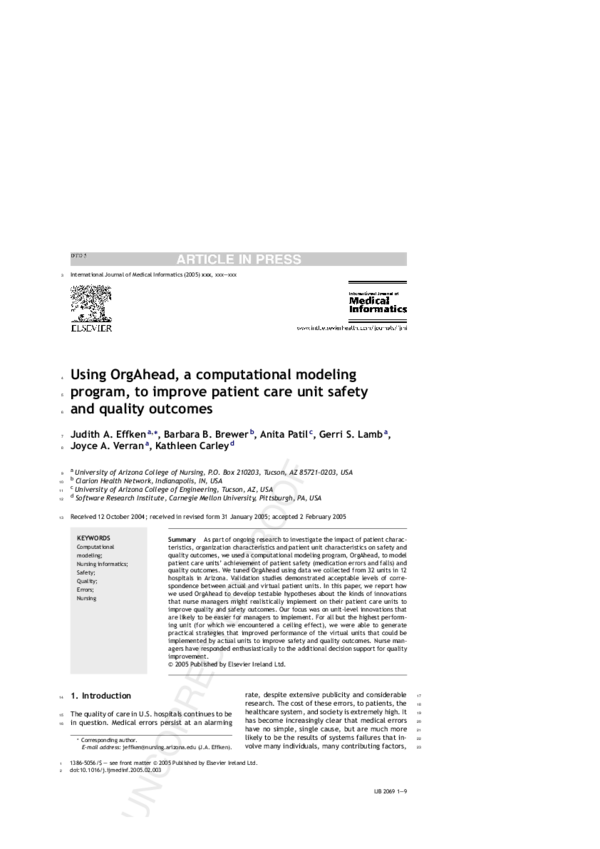 Pdf Using Orgahead A Computational Modeling Program To Improve