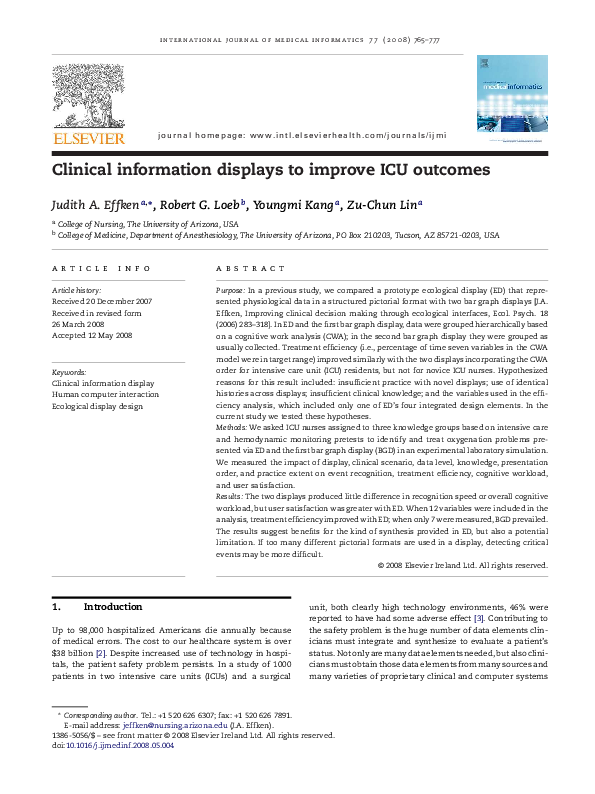 (PDF) Clinical information displays to improve ICU outcomes
