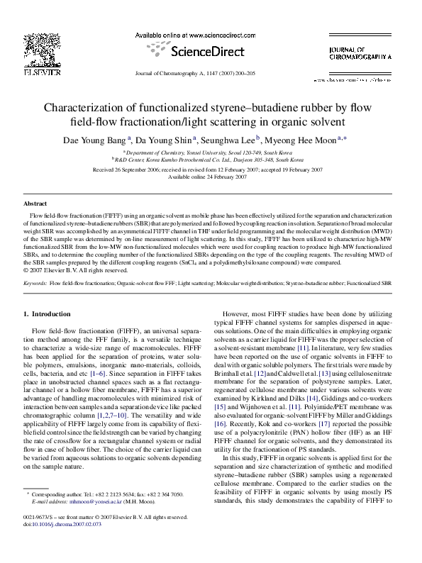 (PDF) Characterization of functionalized styrene–butadiene rubber by flow field-flow ...