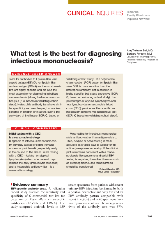 (PDF) Best Tests for Diagnosing Infectious Mononucleosis