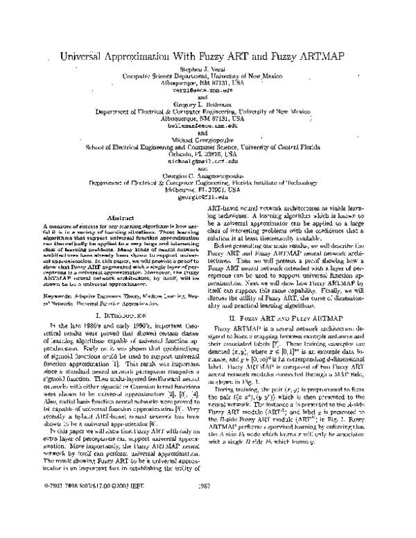 (PDF) Universal approximation with Fuzzy ART and Fuzzy ARTMAP ...