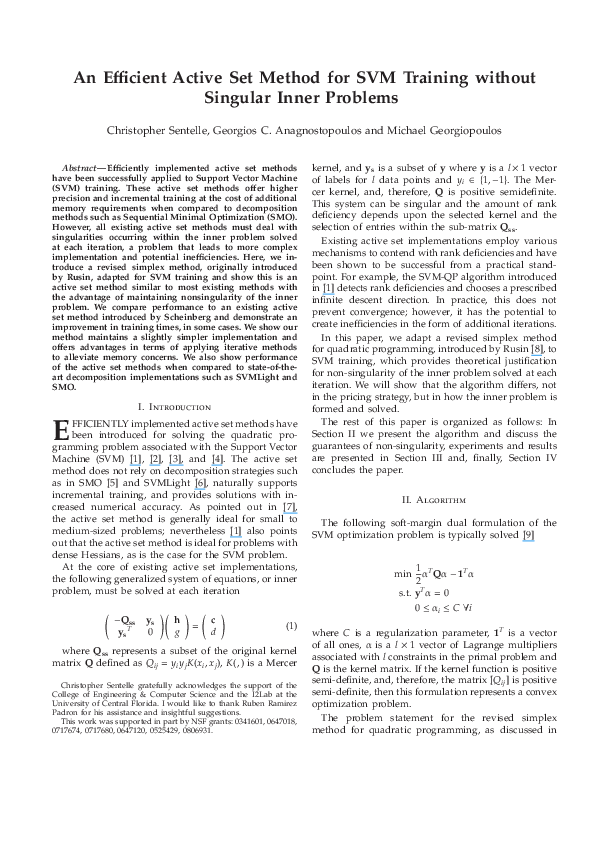 (PDF) An efficient active set method for SVM training without singular inner problems | Georgios ...
