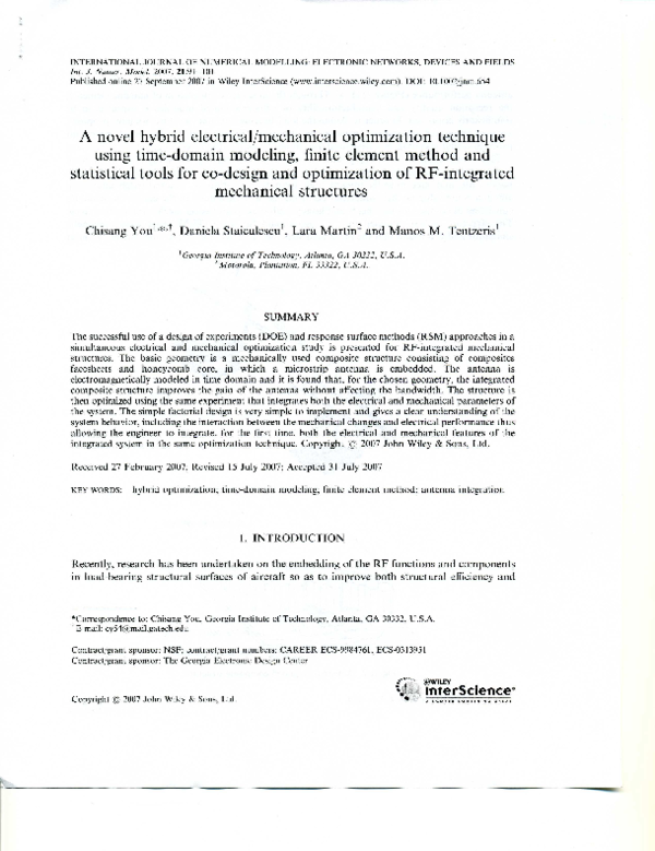 (PDF) A novel hybrid electrical/mechanical optimization technique using time-domain modeling ...