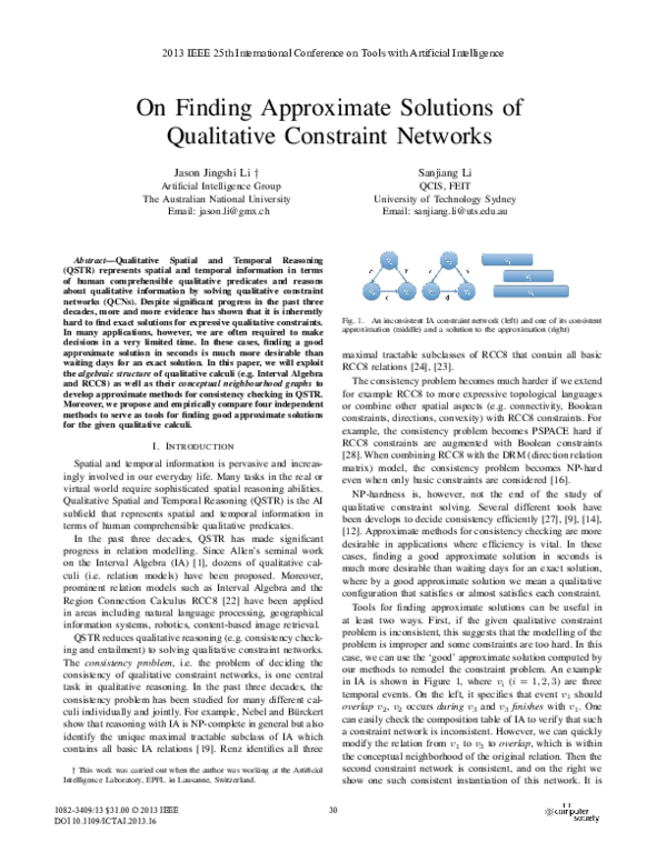 Pdf On Finding Approximate Solutions Of Qualitative Constraint Networks