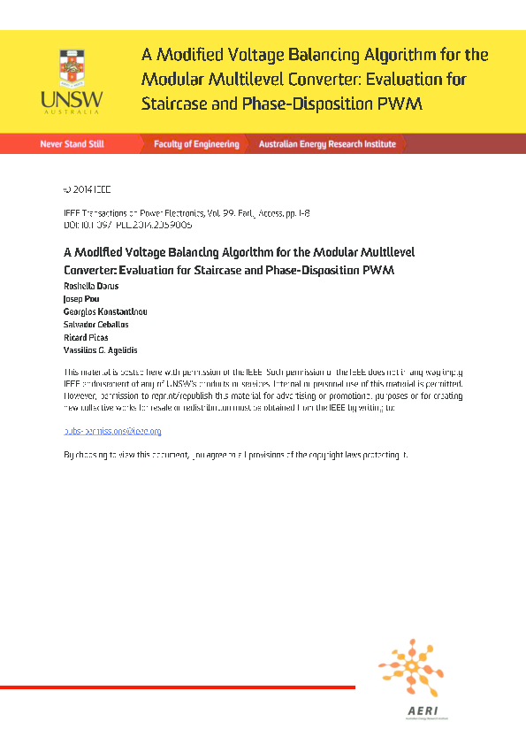 Pdf A Modified Voltage Balancing Algorithm For The Modular Multilevel Converter Evaluation