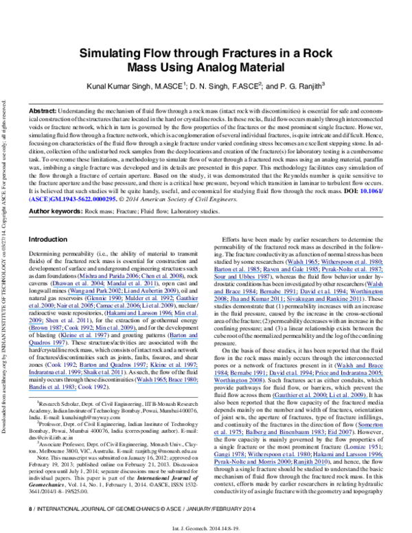 Pdf Fluid Flow Simulation In Fractured Rock Mass